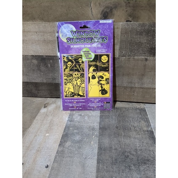 Holiday | Vtg Paper Magic Group Halloween Window Silhouettes Skeletons ...